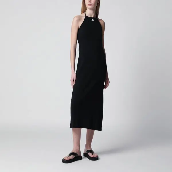 COURREGES Long Halterneck Jersey Dress - Black