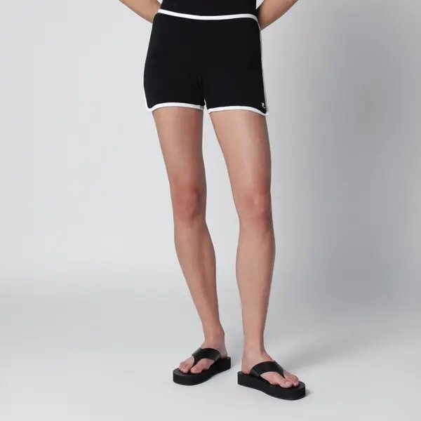 COURREGES Contrast Mini Jersey Shorts In Cotton - Black