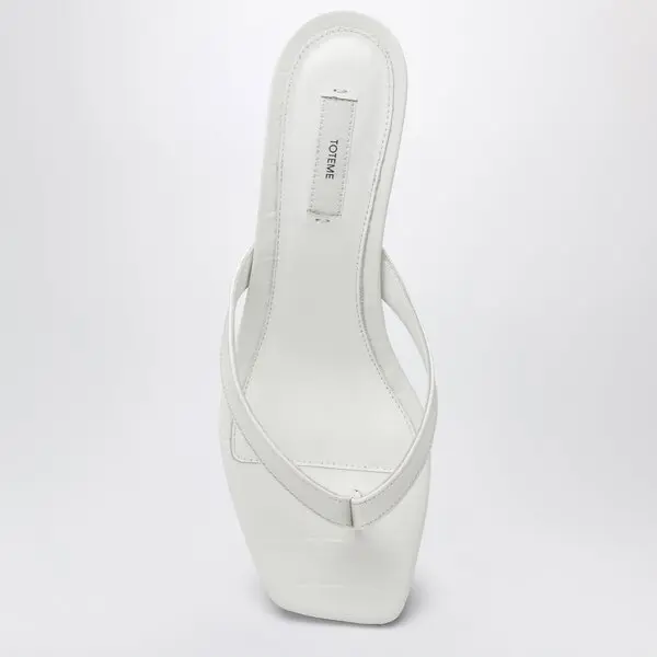TOTEME Leather Heeled Thong Sandals - White