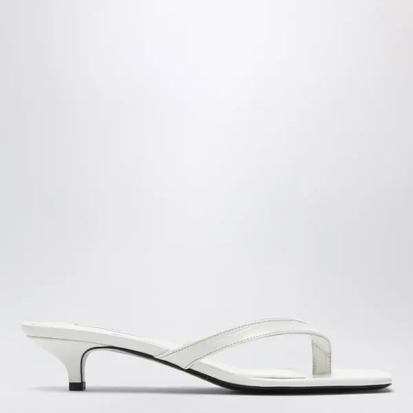 TOTEME Leather Heeled Thong Sandals - White