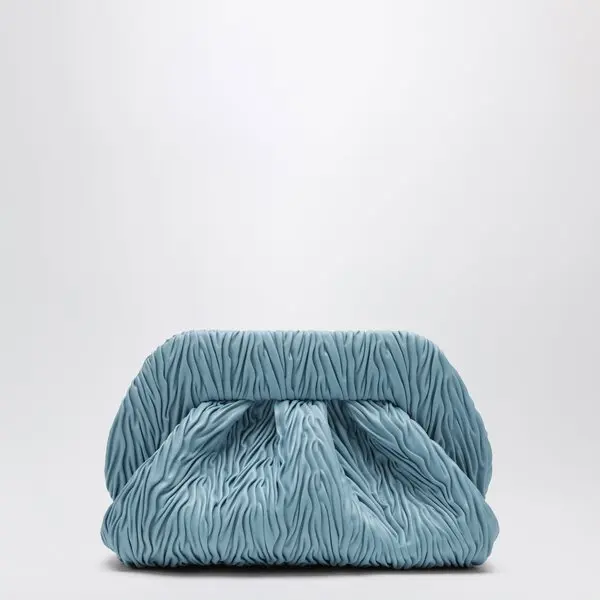 THEMOIRE Ruched Vegan Leather Bios Clutch - Light Blue