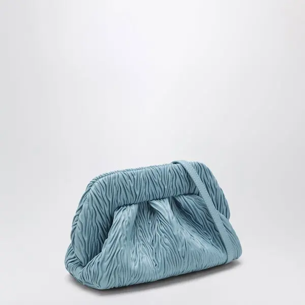 THEMOIRE Ruched Vegan Leather Bios Clutch - Light Blue