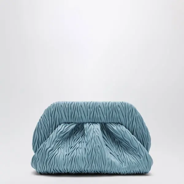 THEMOIRE Ruched Vegan Leather Bios Clutch - Light Blue