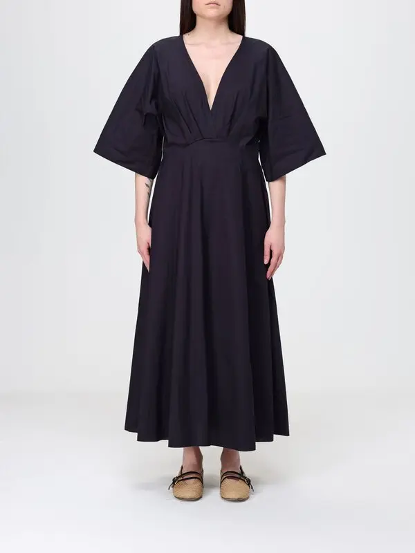 FORTE_FORTE V-neck Midi Dress - Blue