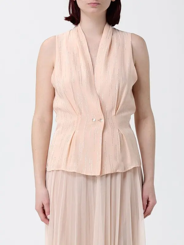 FORTE_FORTE Sleeveless Viscose Blend Top With Lurex - Nude