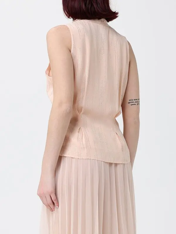 FORTE_FORTE Sleeveless Viscose Blend Top With Lurex - Nude
