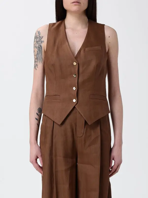 Elisabetta Franchi Linen Blend Waistcoat - Brown