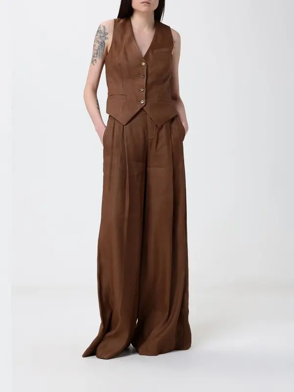 Elisabetta Franchi Linen Blend Waistcoat - Brown