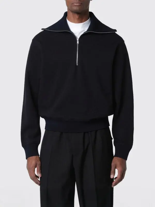 JIL SANDER Quarter Zip Ribbed Sweater - Blue