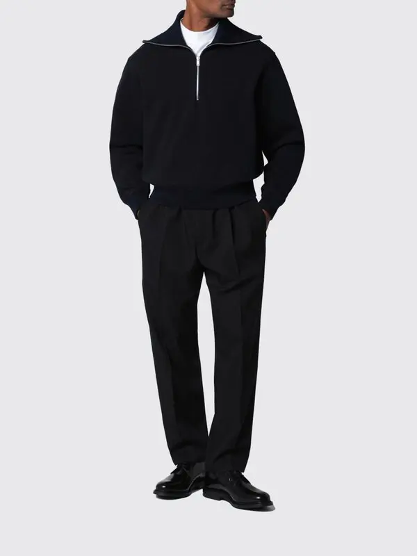 JIL SANDER Quarter Zip Ribbed Sweater - Blue
