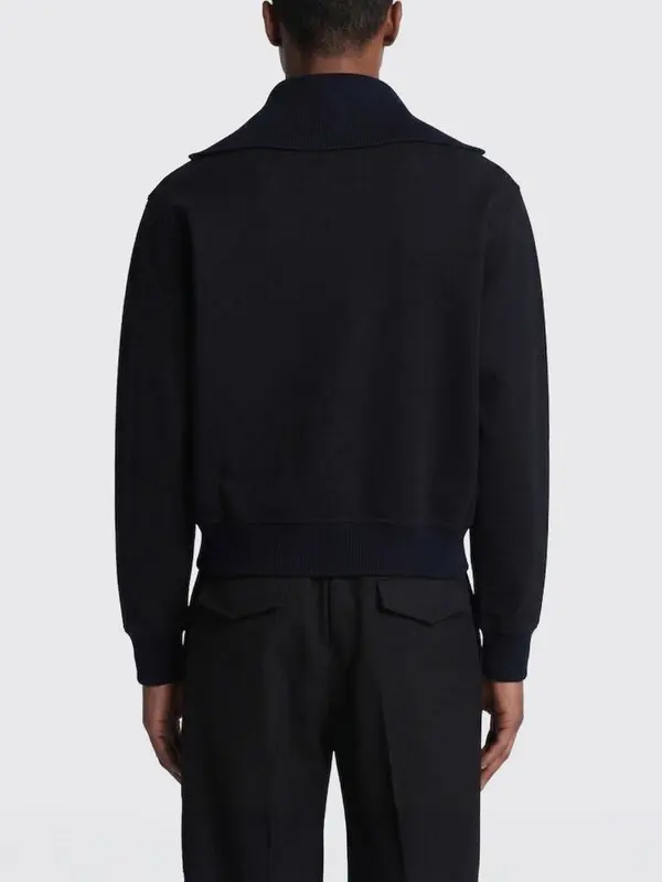 JIL SANDER Quarter Zip Ribbed Sweater - Blue