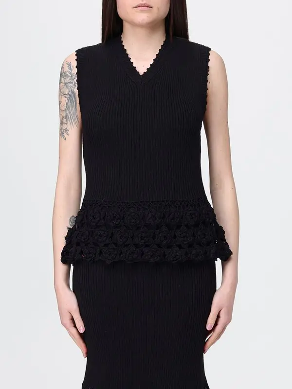 GANNI Organic Cotton Knit Top - Black