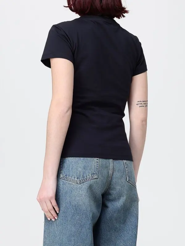 GANNI Organic Cotton T-shirt With Embroidered Logo - Black