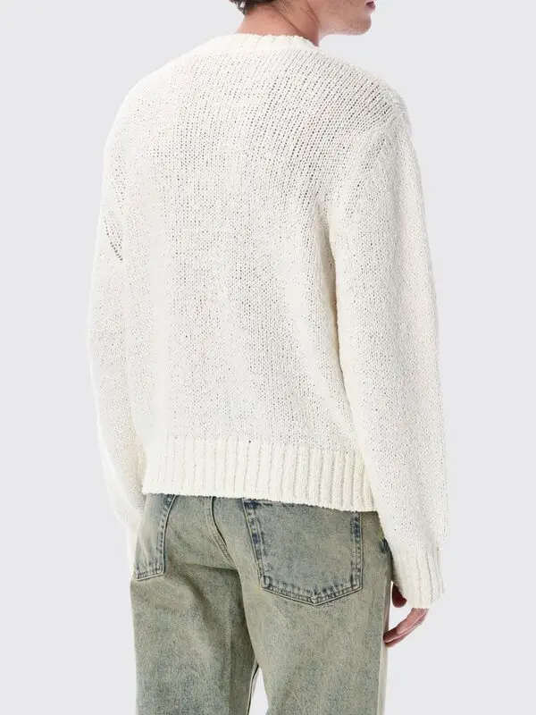 SUNFLOWER Ribbed Crew Neck Pullover Sweater - White