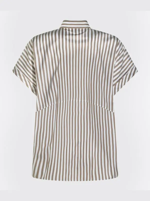Brunello Cucinelli Striped Cotton And Silk Shirt - Brown