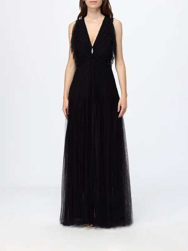 Elisabetta Franchi Embellished Tulle Gown - Black