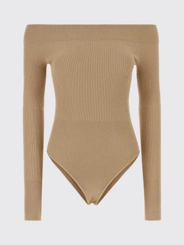 Alaïa Viscose Knit Bodysuit - Beige