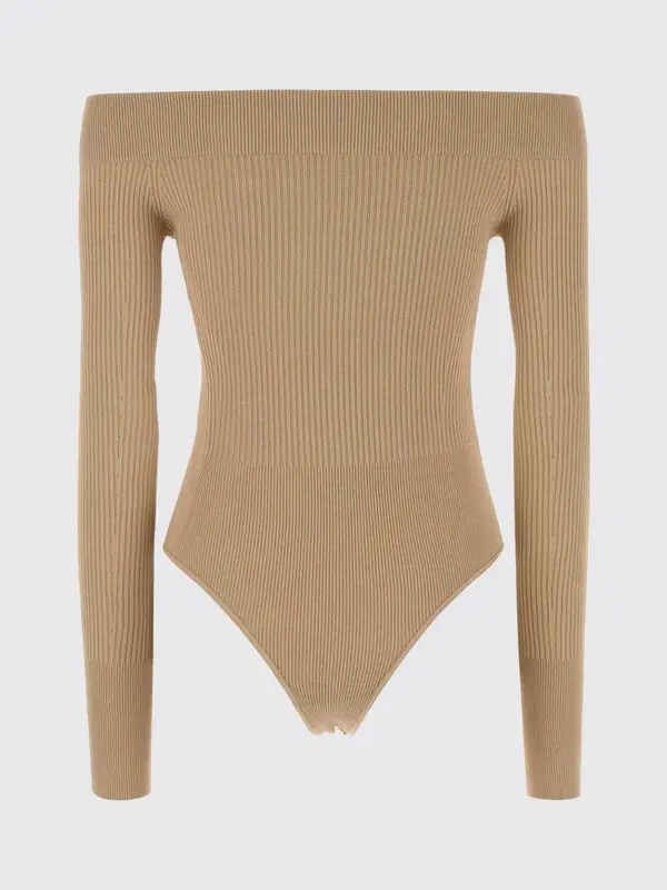 Alaïa Viscose Knit Bodysuit - Beige