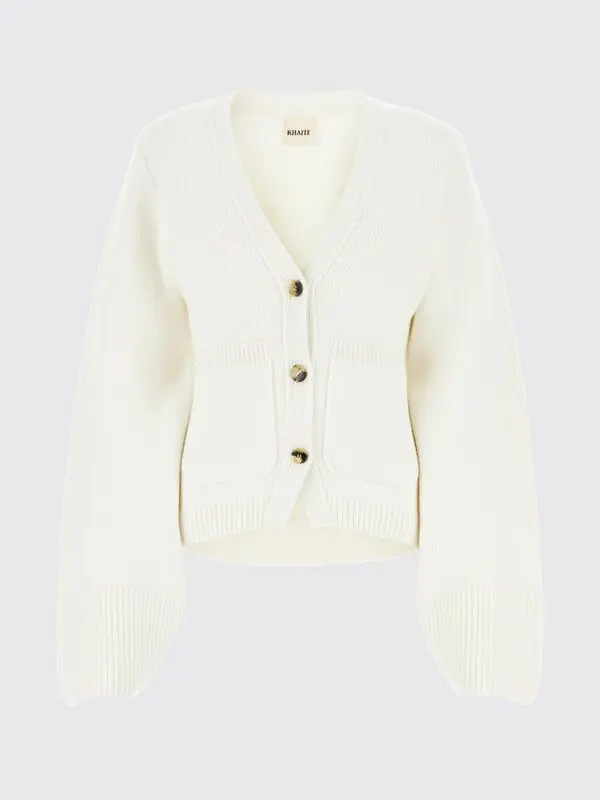 Khaite V-neck Ribbed Cardigan With Pockets - Cream