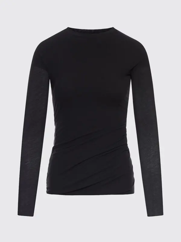 JIL SANDER Long Sleeve Ruched Top - Black