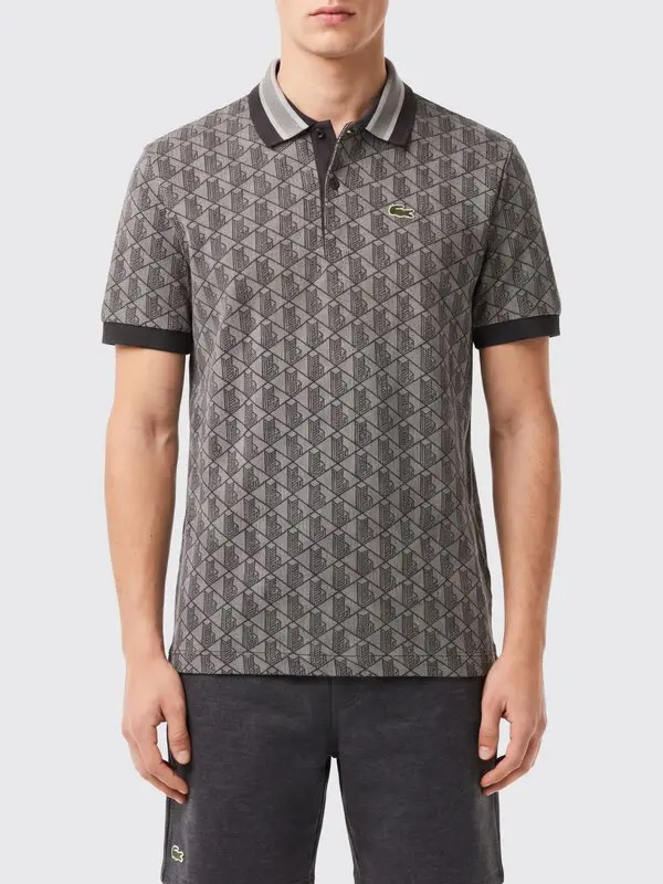 Lacoste Monogram Jacquard Polo Shirt - Grey