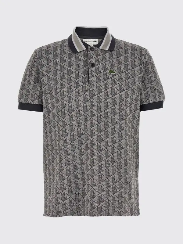 Lacoste Monogram Jacquard Polo Shirt - Grey
