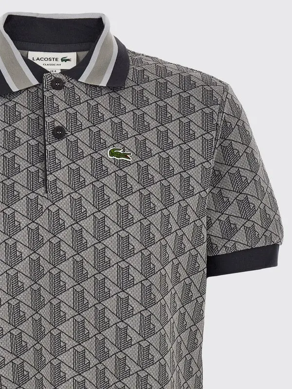 Lacoste Monogram Jacquard Polo Shirt - Grey