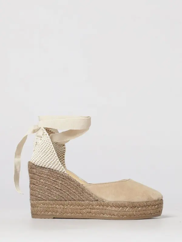 Manebí Suede And Canvas Wedge Espadrilles With Tie Fastening - Beige