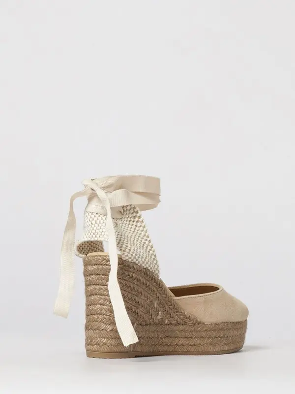 Manebí Suede And Canvas Wedge Espadrilles With Tie Fastening - Beige