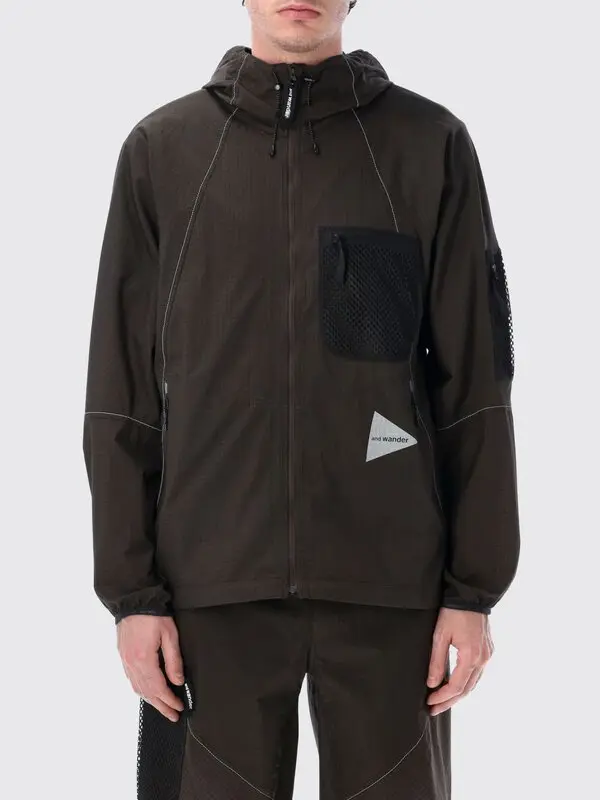 AND WANDER Zip-up Hooded Jacket - Grey