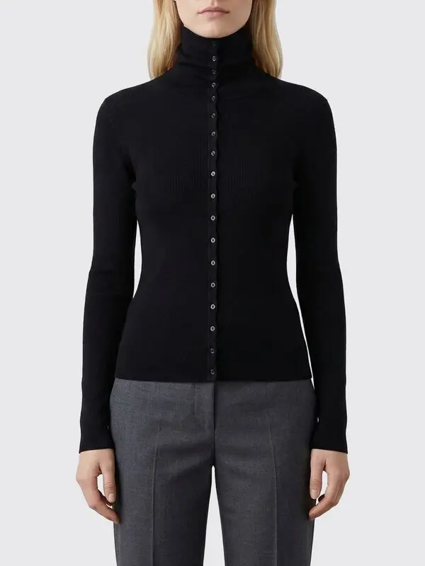 TOTEME Viscose Blend Turtleneck Cardigan - Black