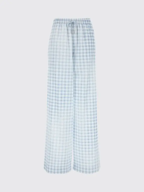Ermanno Scervino Wide Leg Gingham Check Trousers - Gnawed Blue
