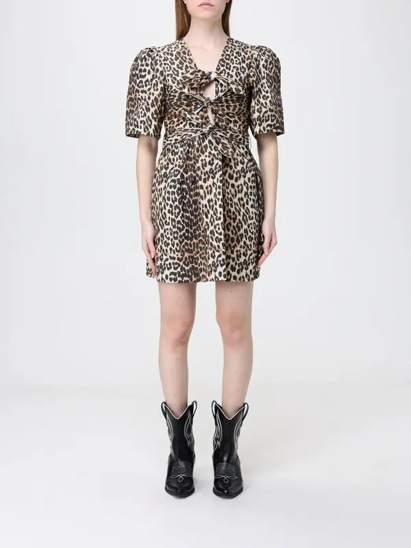 GANNI Printed Dress - Brown
