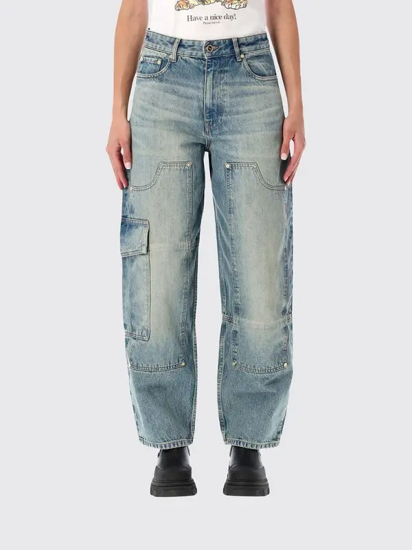 GANNI Audri High-waisted Baggy Cargo Jeans In Organic Cotton Denim - Blue