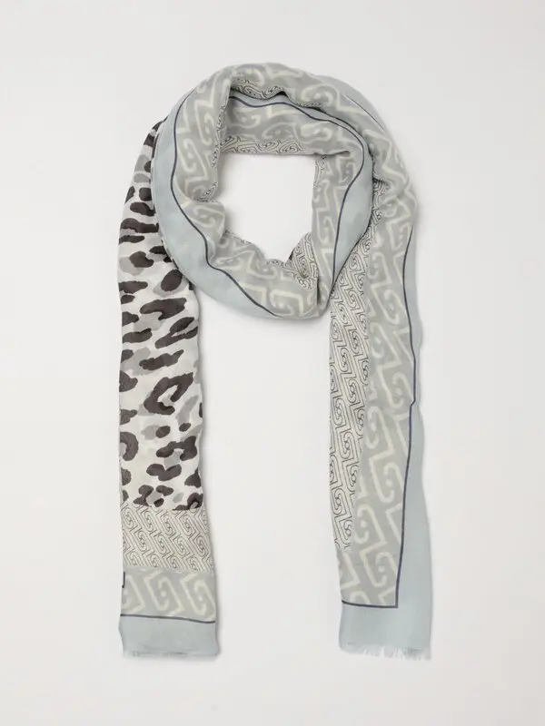 Liu Jo Viscose Scarf With Animal Print And Monogram - Multicolor