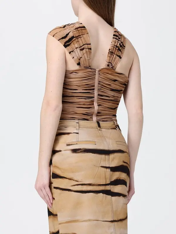 Elisabetta Franchi Asymmetrical One-shoulder Animal Print Jersey Bodysuit