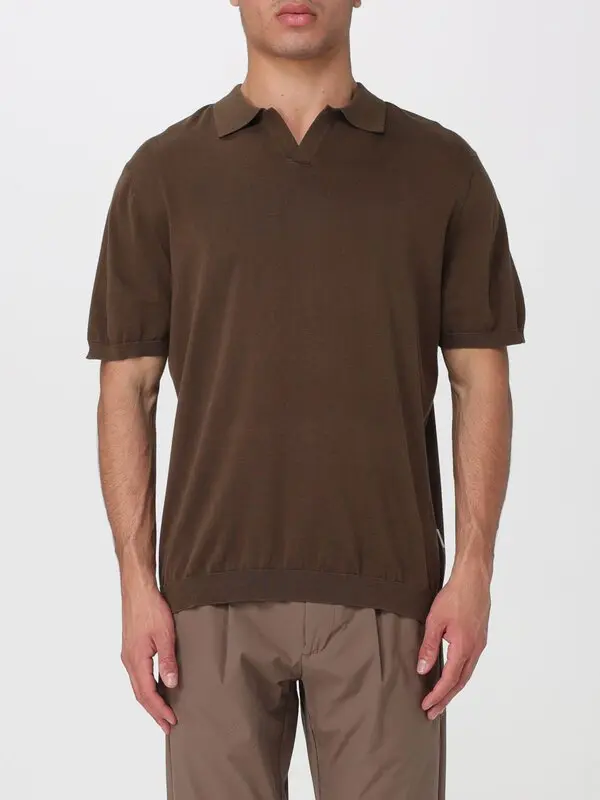 PEOPLE OF SHIBUYA Wool Knit Polo Shirt - Brown