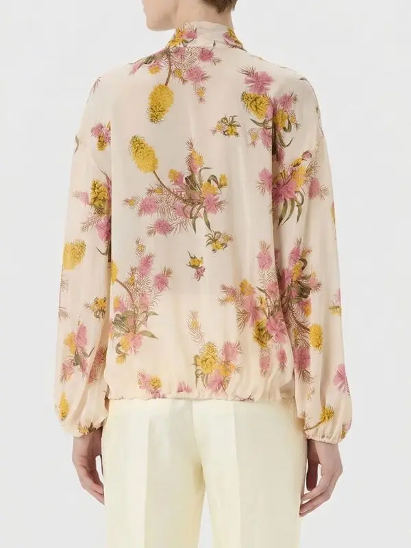 Blumarine Floral Print Blouse With Tie Neck