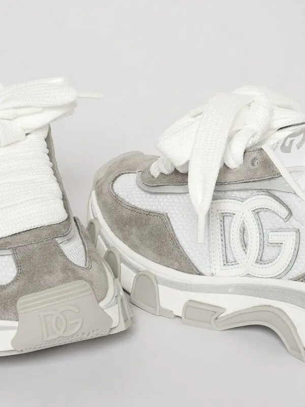 Dolce & Gabbana Dg Country Road Suede And Mesh Sneakers - White