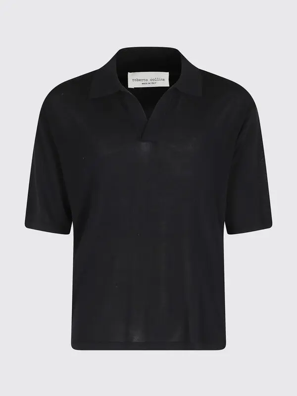 ROBERTO COLLINA Cotton Polo Shirt - Black