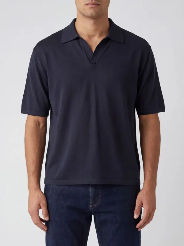 ROBERTO COLLINA Cotton Polo Shirt - Navy