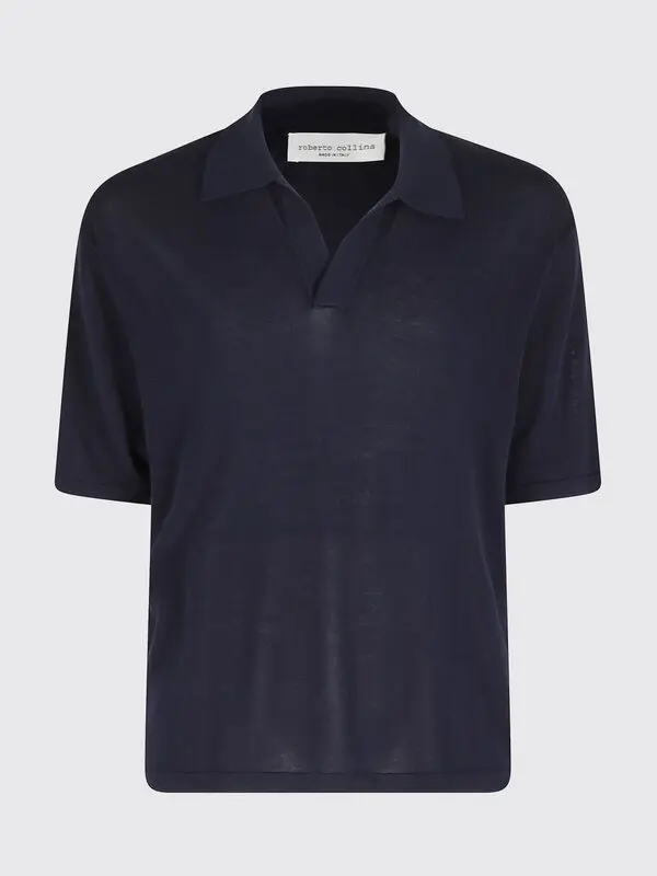ROBERTO COLLINA Cotton Polo Shirt - Navy