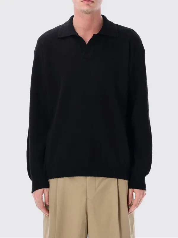 ROBERTO COLLINA Cotton Knit Polo Shirt - Black