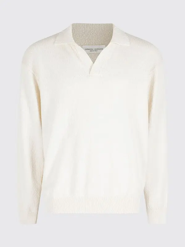 ROBERTO COLLINA Cotton Knit Polo Shirt - Ecru
