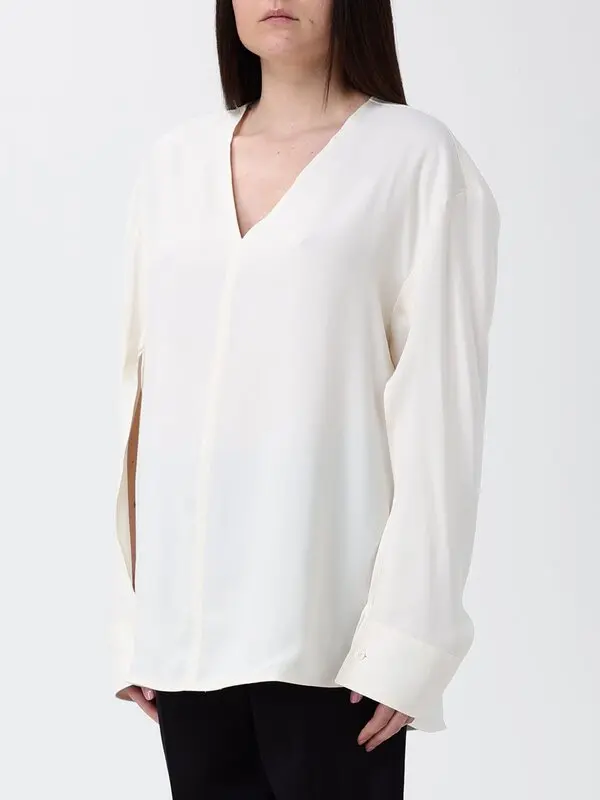 TOTEME Viscose Blouse With V-neck And Long Sleeves - White