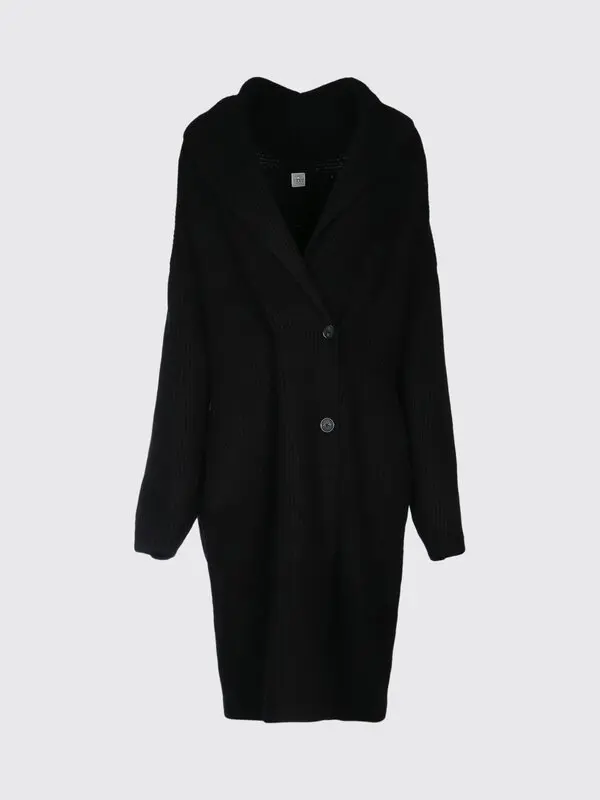 TOTEME Ribbed Knit Cardigan Coat - Black