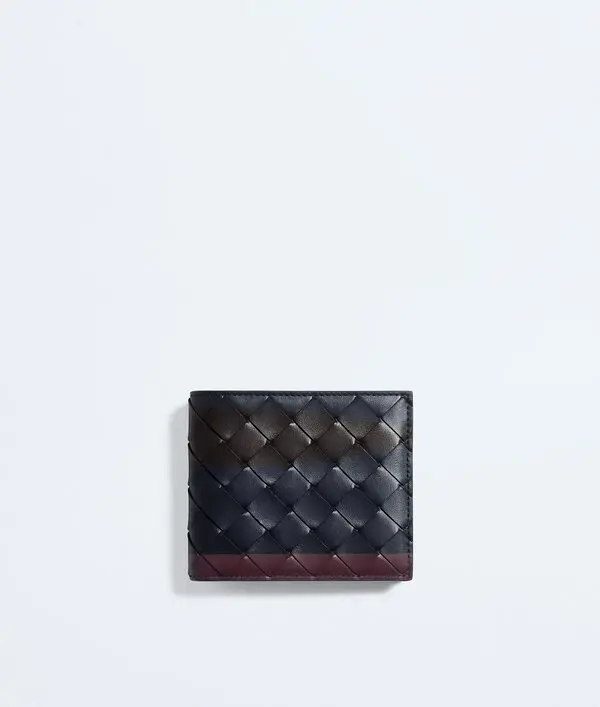 Bottega Veneta Intrecciato Bi-fold Wallet - Midnight/espresso/deep Mahogany