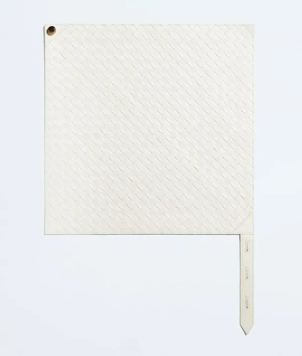 Bottega Veneta Leather Intrecciato Foulard - Chalk