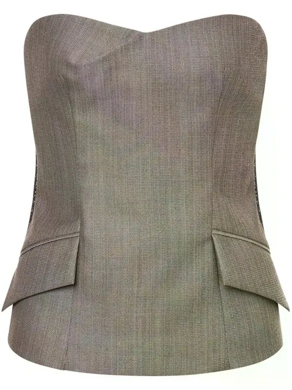 Alberta Ferretti Wool Tweed Bustier Top
