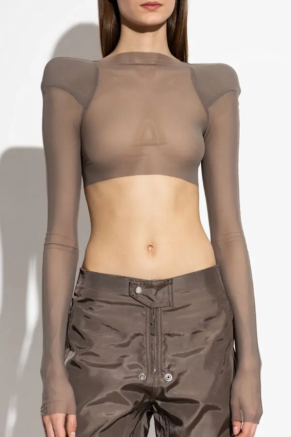Rick Owens Transparent Turtleneck Top - Brown